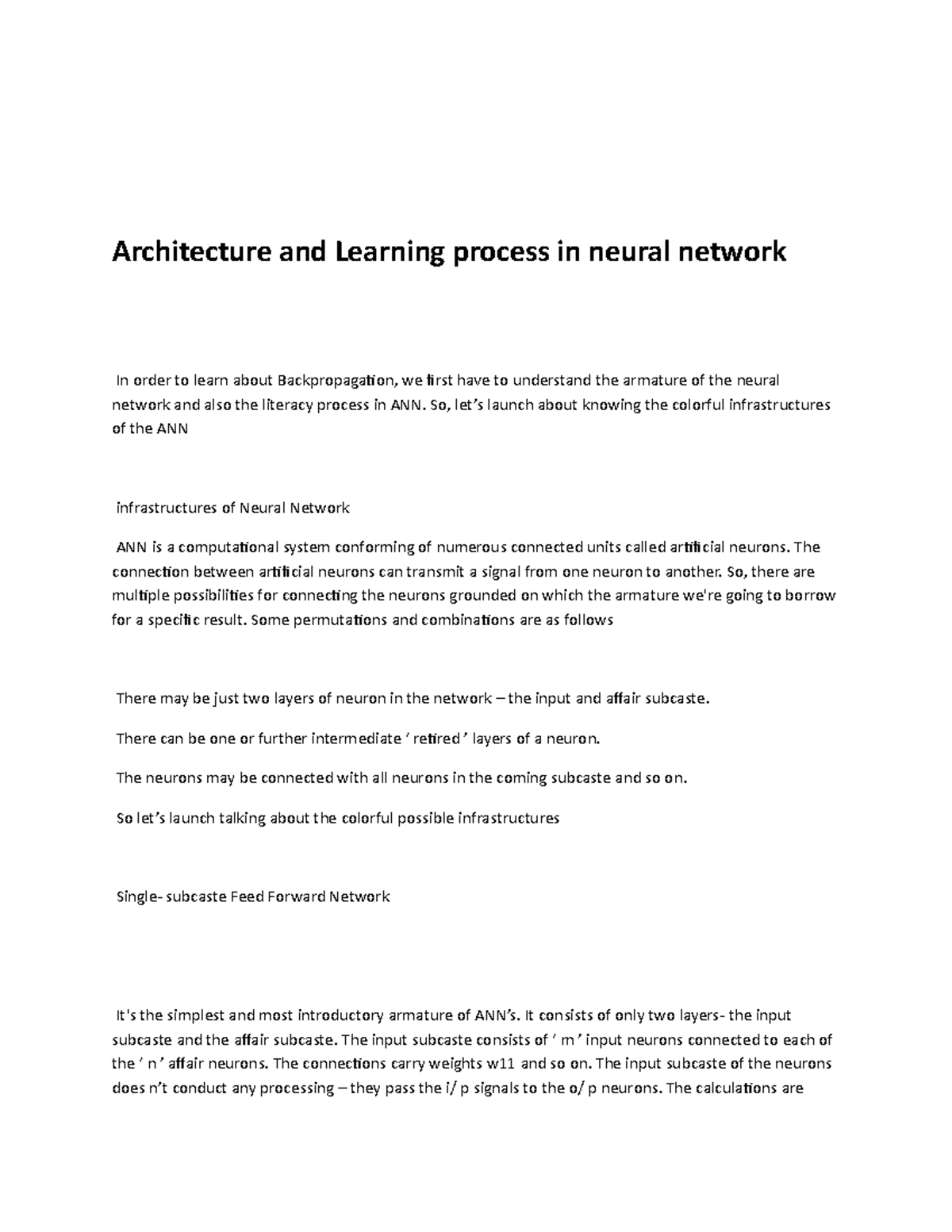 Architecture and Learning process in neural network - So, let’s launch ...