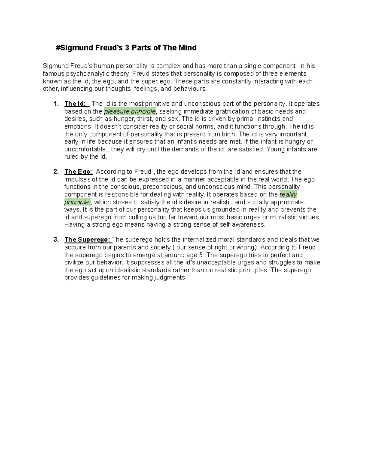 #Sigmund Freud’s 3 Parts of The Mind - In his famous psychoanalytic ...