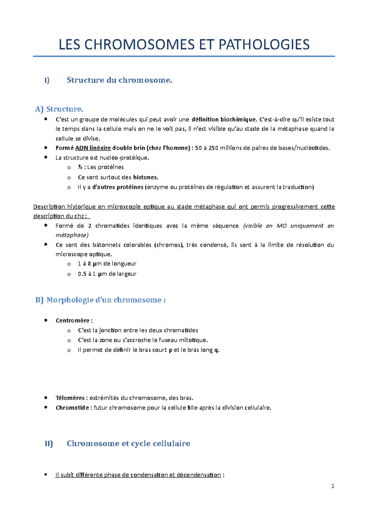 Les chromosomes et les pathologies - LES CHROMOSOMES ET PATHOLOGIES I ...
