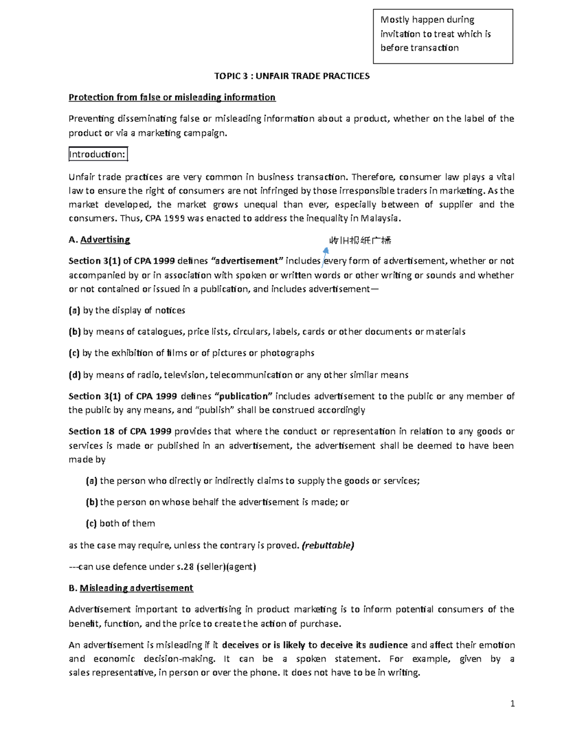 Chap 4- unfair trade practice - TOPIC 3 : UNFAIR TRADE PRACTICES ...