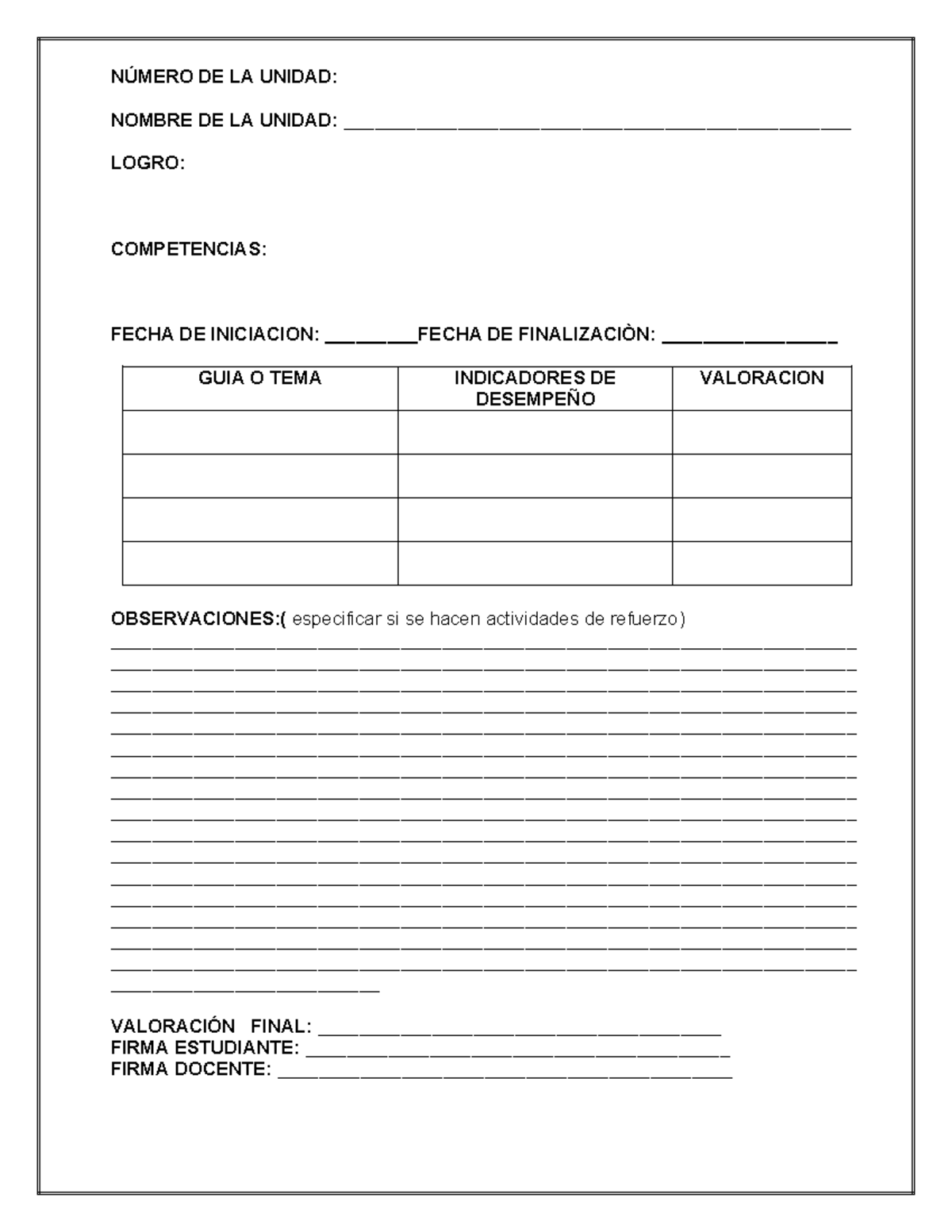 Cuadro de control de progreso - NÚMERO DE LA UNIDAD: NOMBRE DE LA UNIDAD: - Studocu