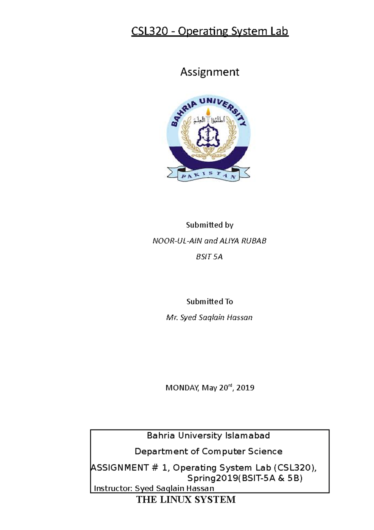 THE Linux System - Grade: b+ - CSL320 - Operating System Lab Assignment ...