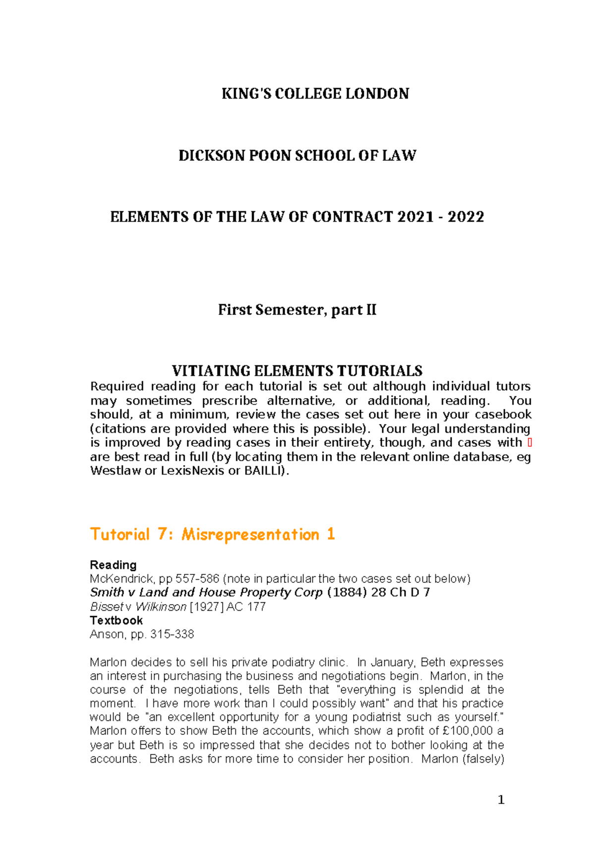 Contract Tutorial 2 - Questions regarding - KING'S COLLEGE LONDON ...