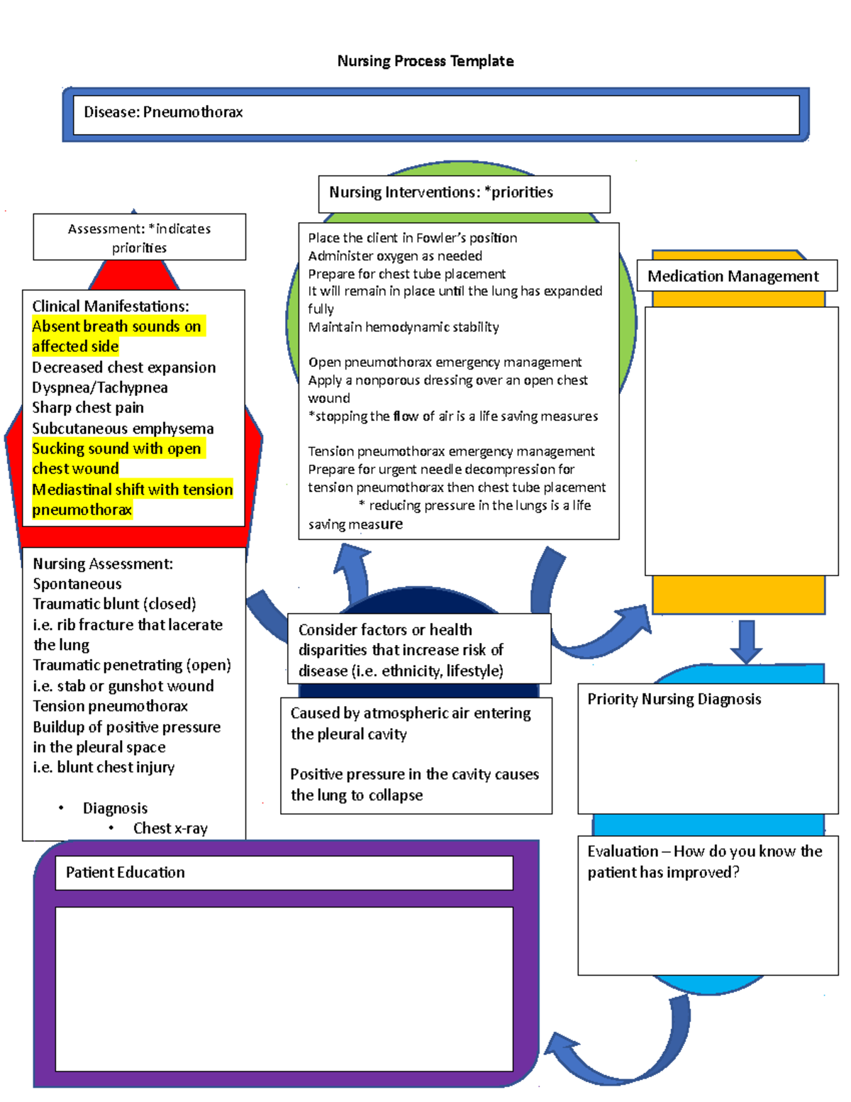 Nursing Process Template- Pneumothorax - Nursing Process Template ...
