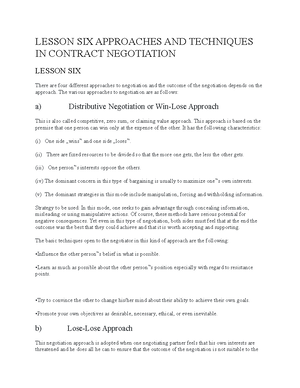 Lesson Seven Negotiation Resources - LESSON SEVEN NEGOTIATION RESOURCES ...