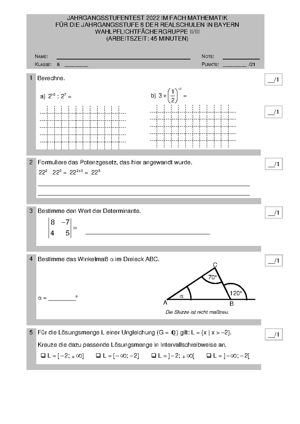 A 2022 JT Mathe 8 II Angabe - JAHRGANGSSTUFENTEST 202 2 IM FACH ...