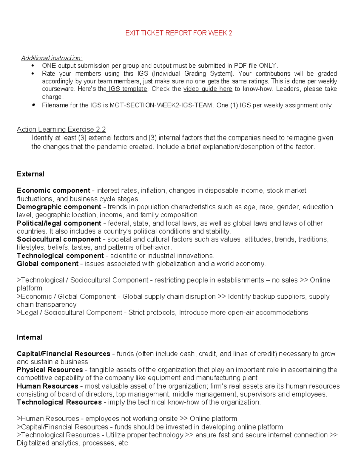 Week2 Courseware Requirement ES034 MGT - EXIT TICKET REPORT FOR WEEK 2 ...