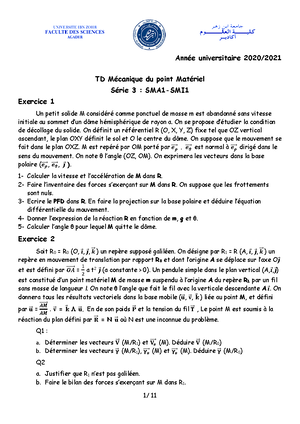 Exercices de mécanique du point (1) - Université Sultane Moulay Slimane ...