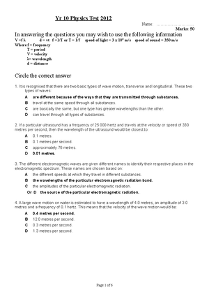 Exam formula sheet - PHYSICS 111 Final Exam Equation Sheet Motion with ...