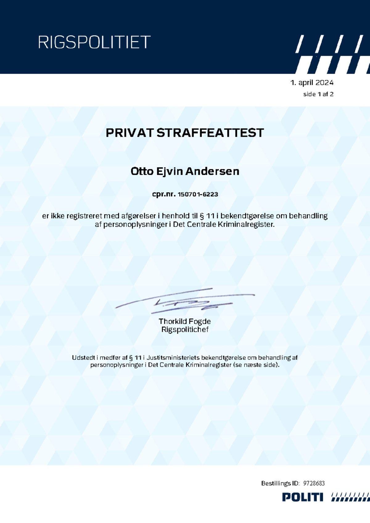 Straffe attest - Dette er et eksempel (udfra et normalt fungerende ...