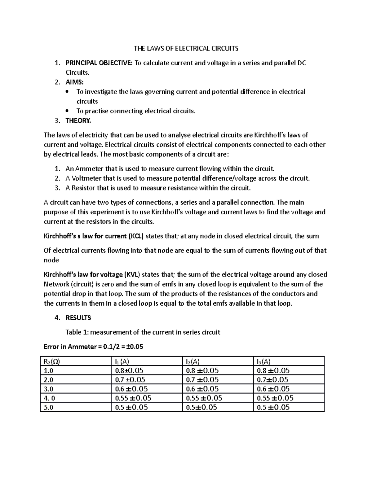Experiment 6 The laws of electrical circuits - THE LAWS OF ELECTRICAL ...