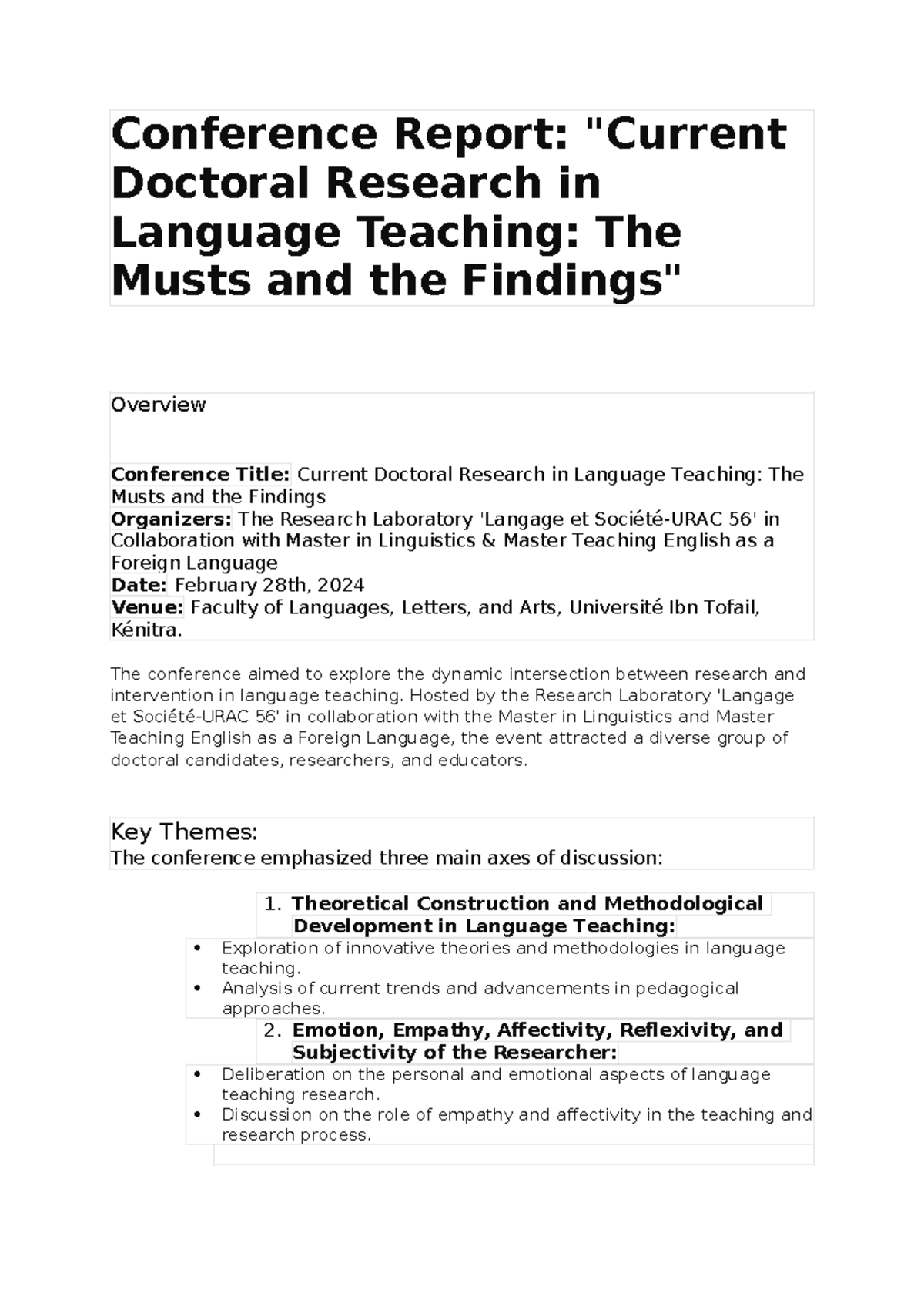 Conference Report - Summary Research Methods in Applied Linguistics 1 ...