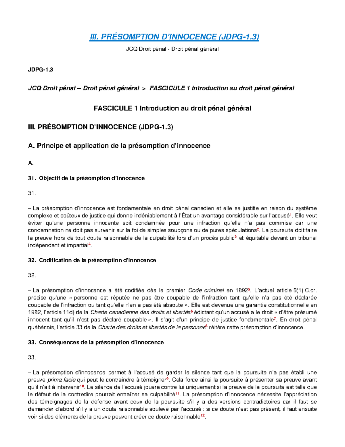 III. PRÉ Somption D’ Innocence (JDPG-1 - III. PRÉSOMPTION D’INNOCENCE ...