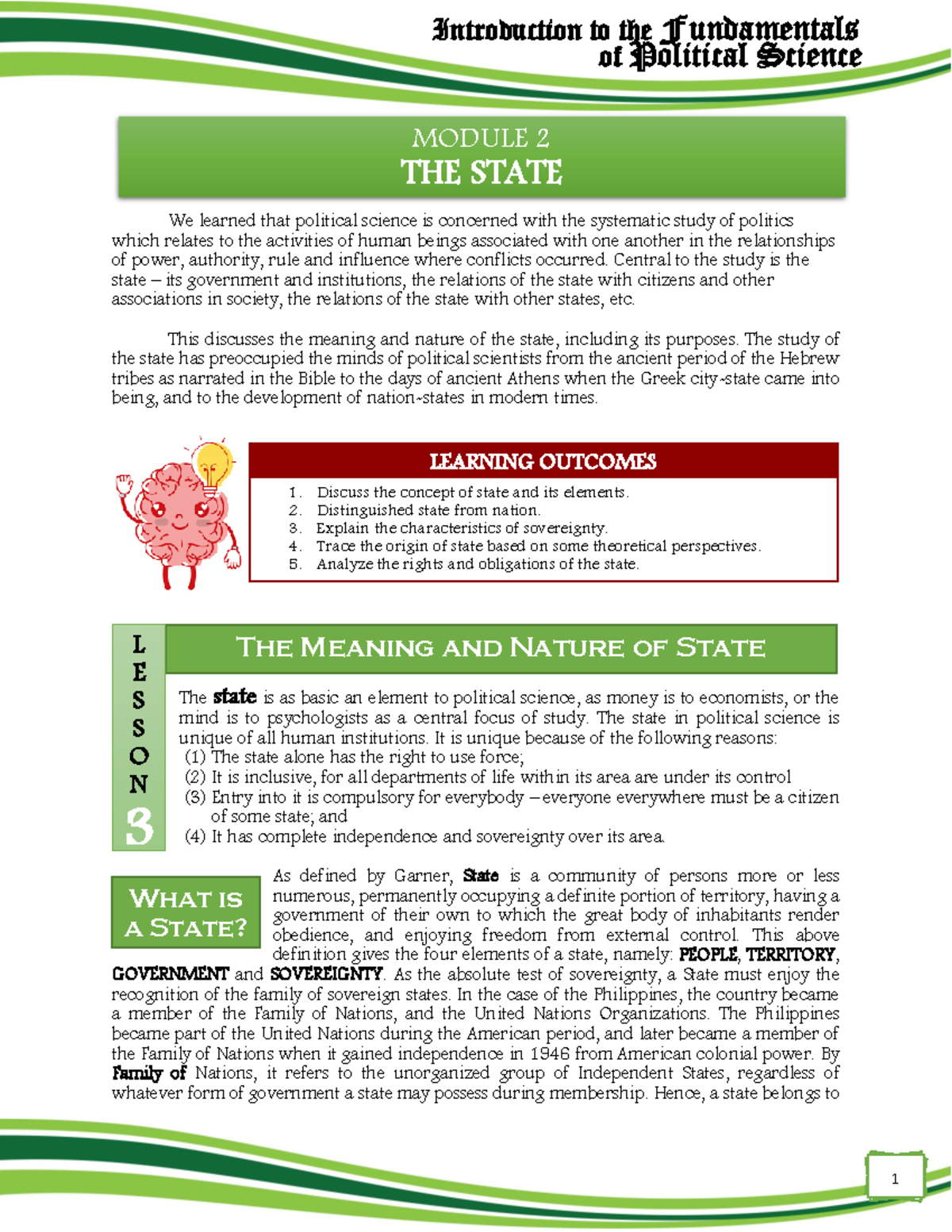 Module 2 The State - Summary - of Political Science ####### LEARNING ...