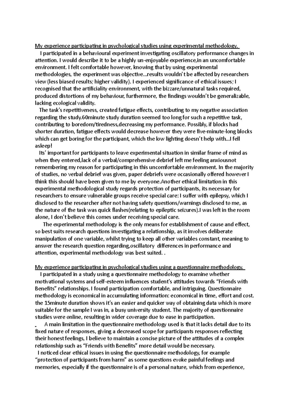 Reflective Report - Essay on my experience participating in ...