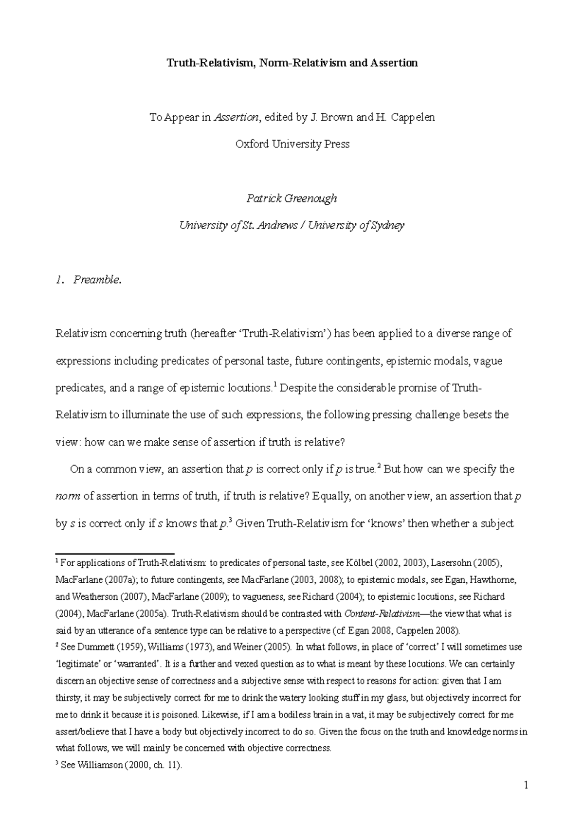 Gretna-2.1 - Lecture notes 2 - Truth-Relativism, Norm-Relativism and ...