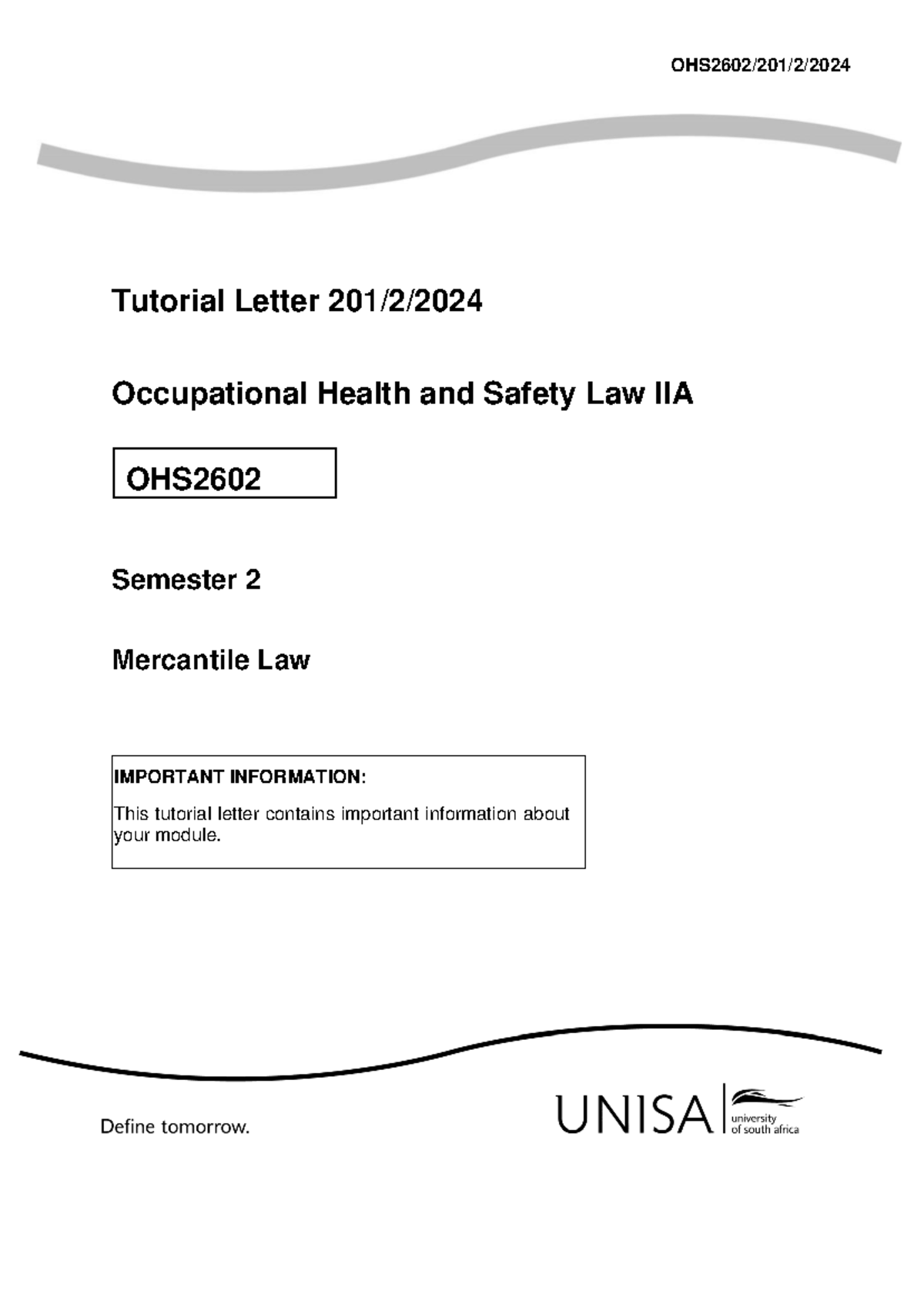 OHS2602 TL 201 Semester 2 2024 - OHS26 02 / 201 / 2 / 2024 Tutorial ...