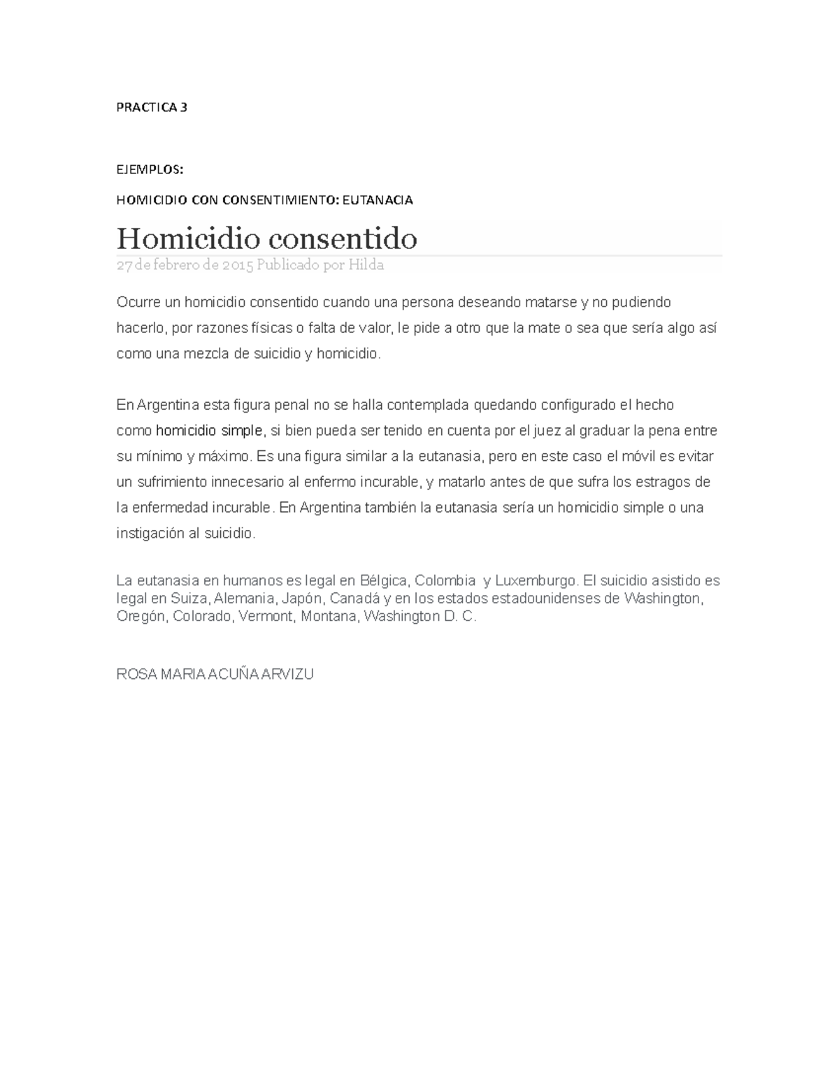 Practica 3 Homicidio Con Consentimiento Eutanacia Practica 3
