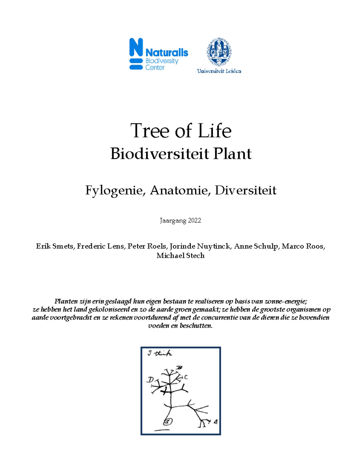 BP2022 Syllabus - Tree of Life Biodiversiteit Plant Fylogenie, Anatomie ...