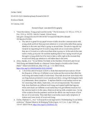 Interdisciplinary Research Project Quiz - Catlett 1 Jordan M. Catlett ...
