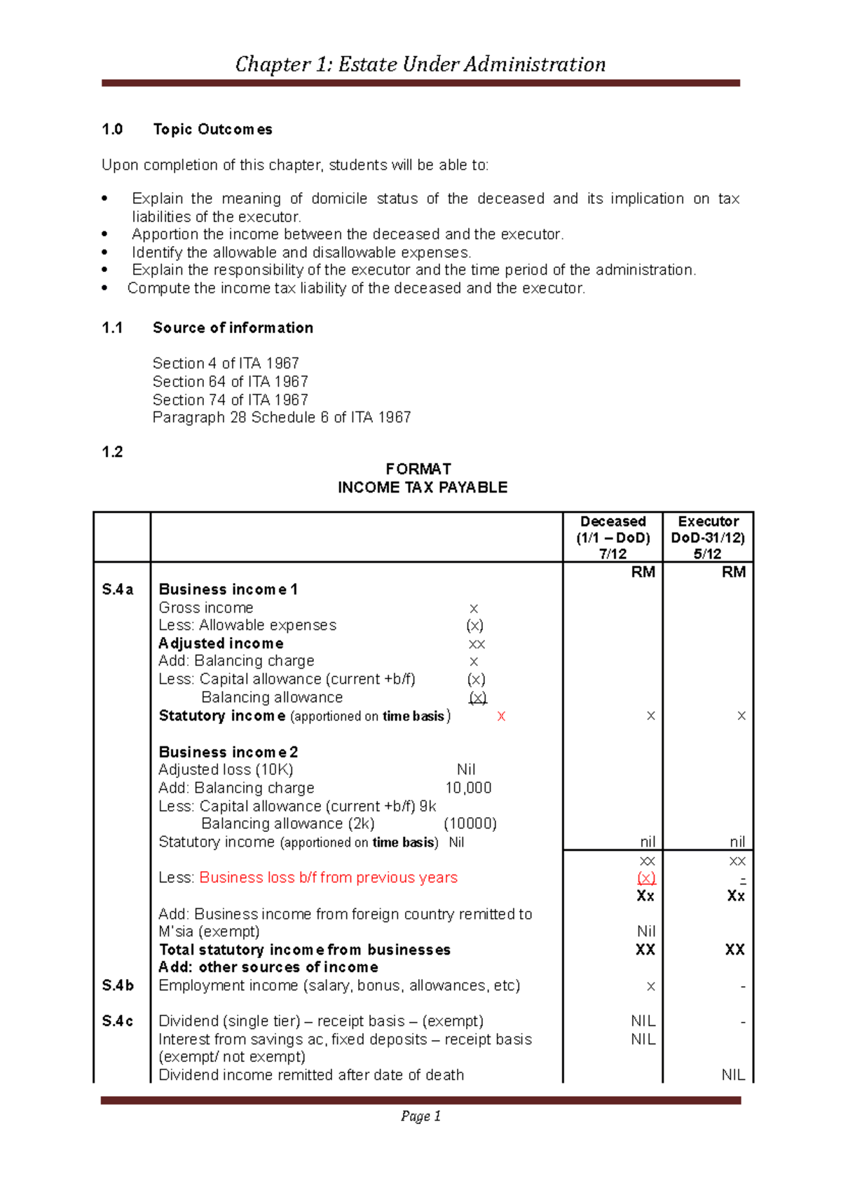 Note 1-Estate under administration - Business Law - UniKL - Studocu