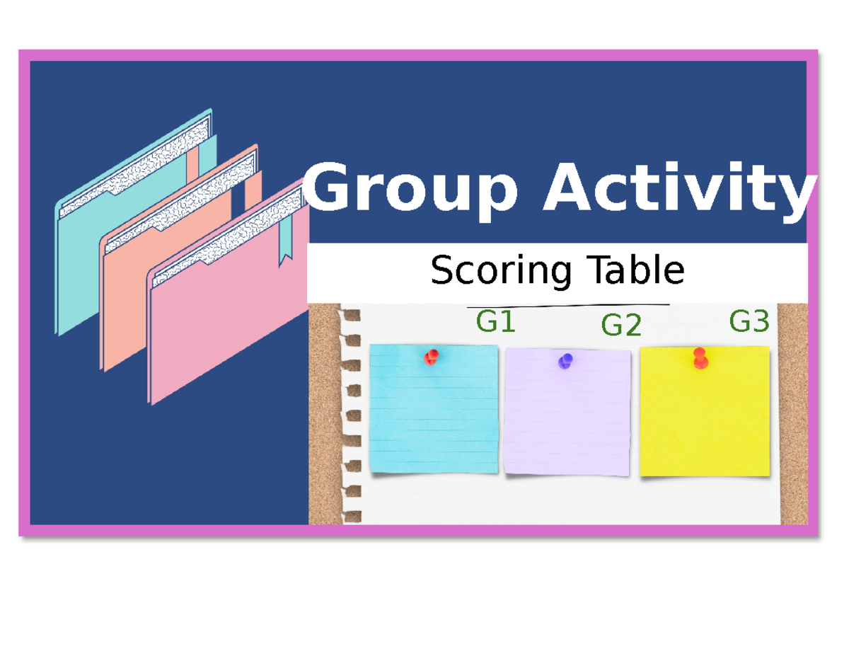 Scoring table - Biology - Scoring Table Group Activity G1 G2 G - Studocu
