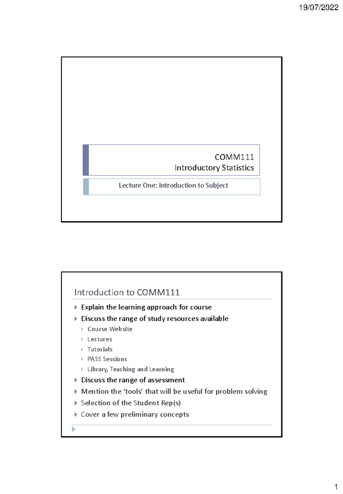 Introduction to Stats - Week 1 - COMM Introductory Statistics ...