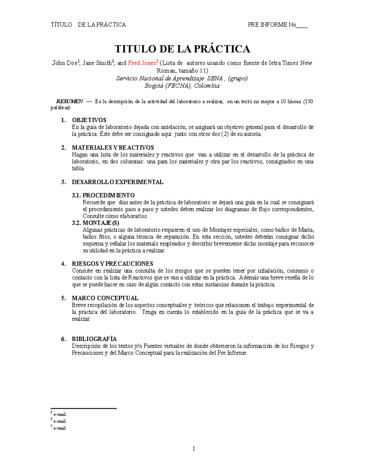 Formato PARA PRE Informe DE Laboratorio - TÍTULO DE LA PRÁCTICA PRE INFORME No____ TITULO DE LA ...