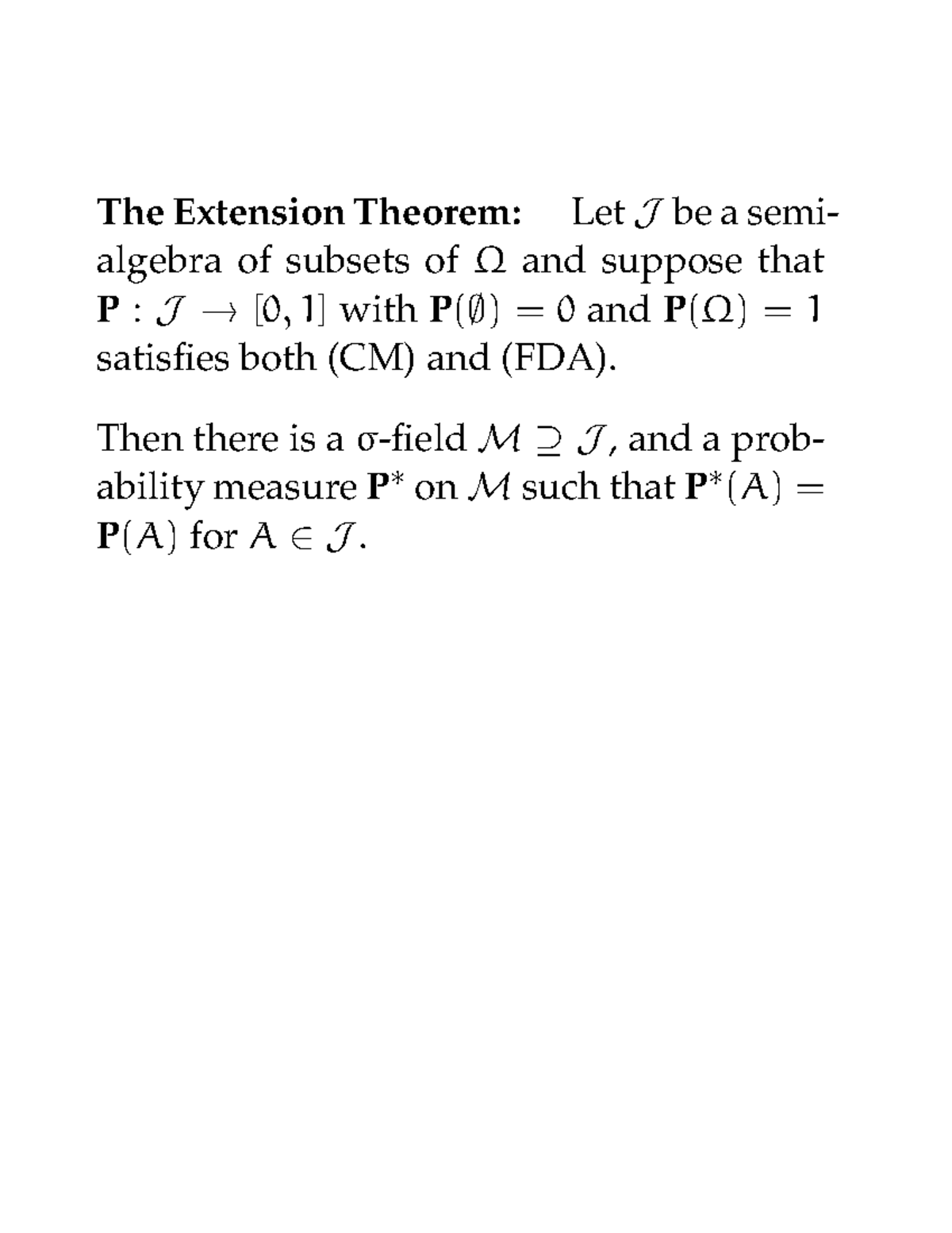 Lecture Notes Lecture 2 The Extension Theorem The Extension