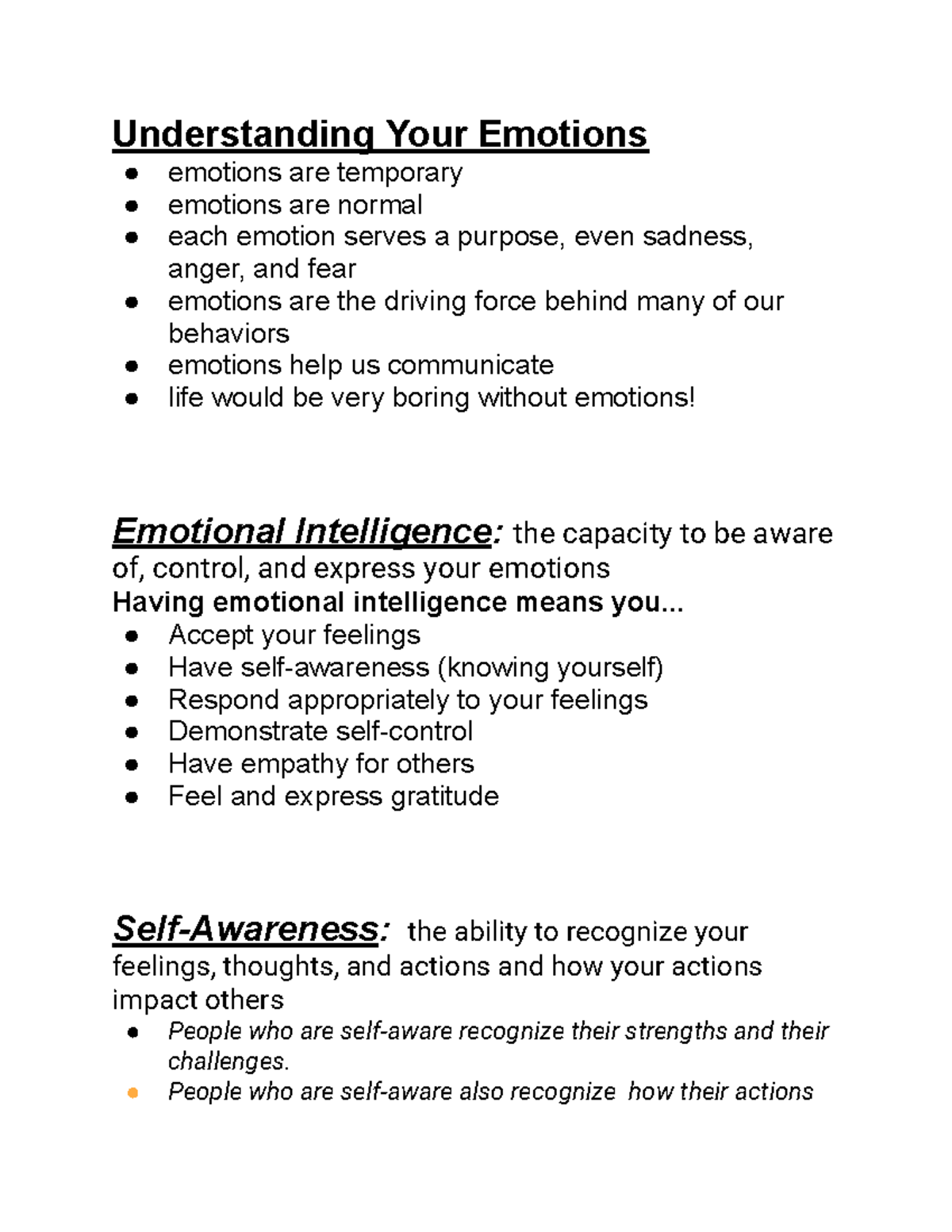 Notes Emotions Feelings - Understanding Your Emotions emotions are ...