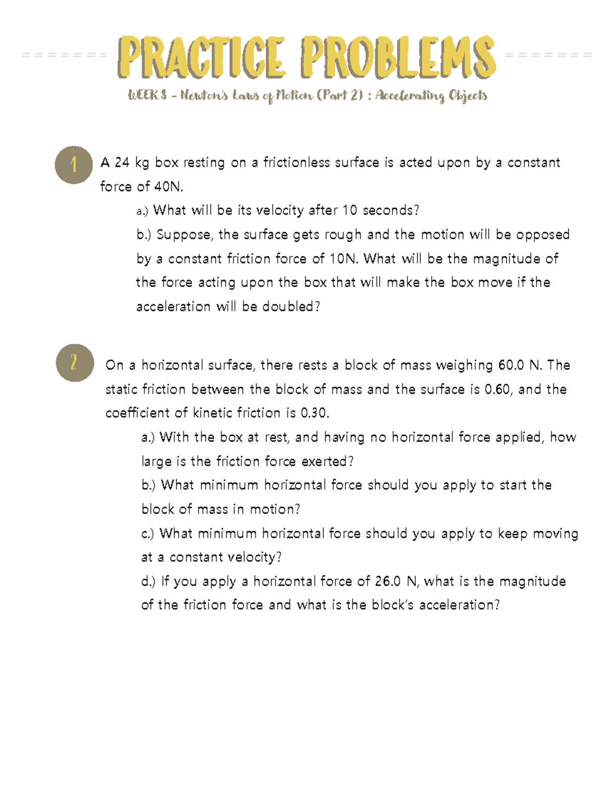 Laws of Motion Part 2 Reviewer ...