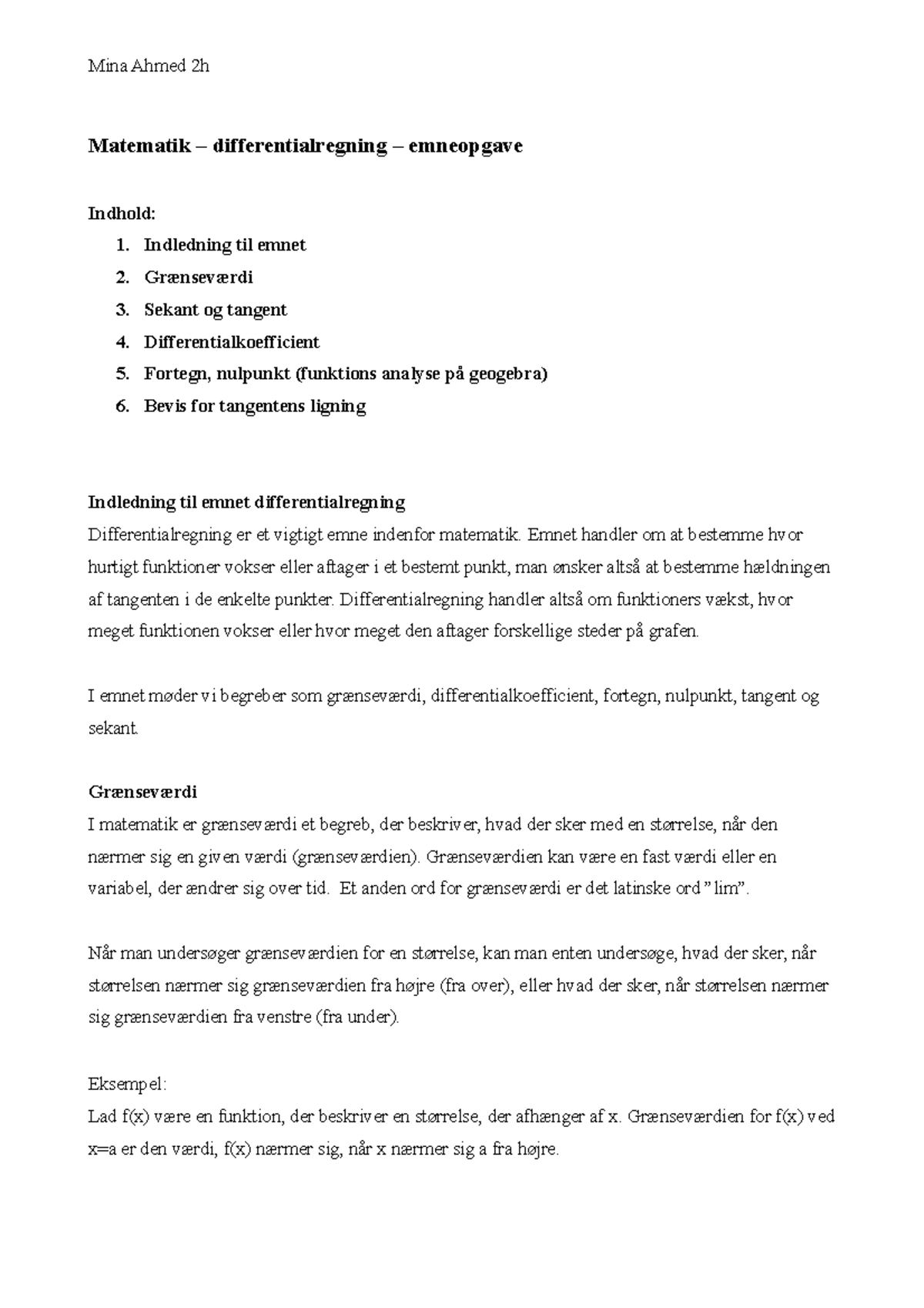 Disposition matematik differentialregning - Matematik ...