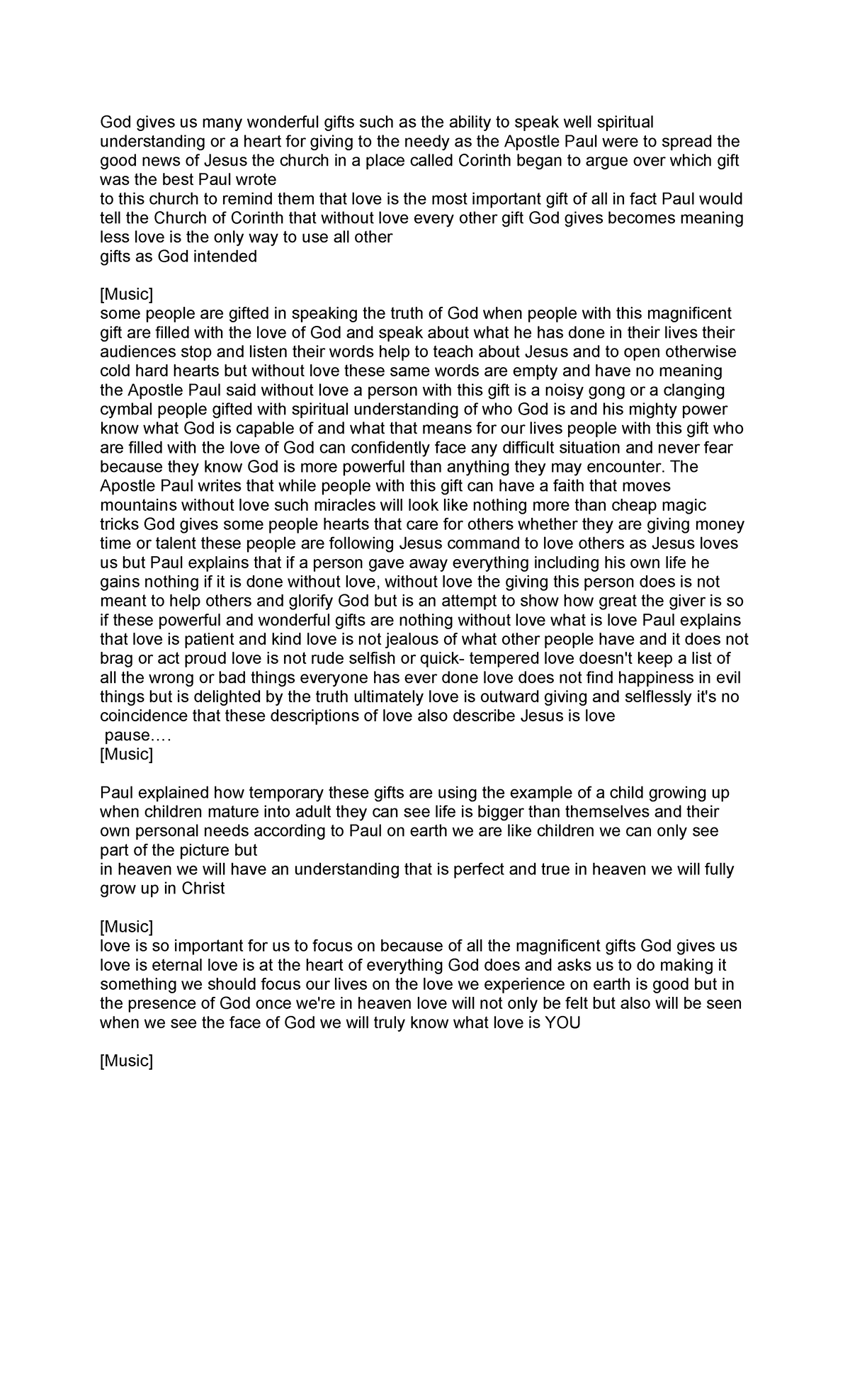 Chapel- LOVE - LESSON GUIDE ABOUT LOVE - God gives us many wonderful ...