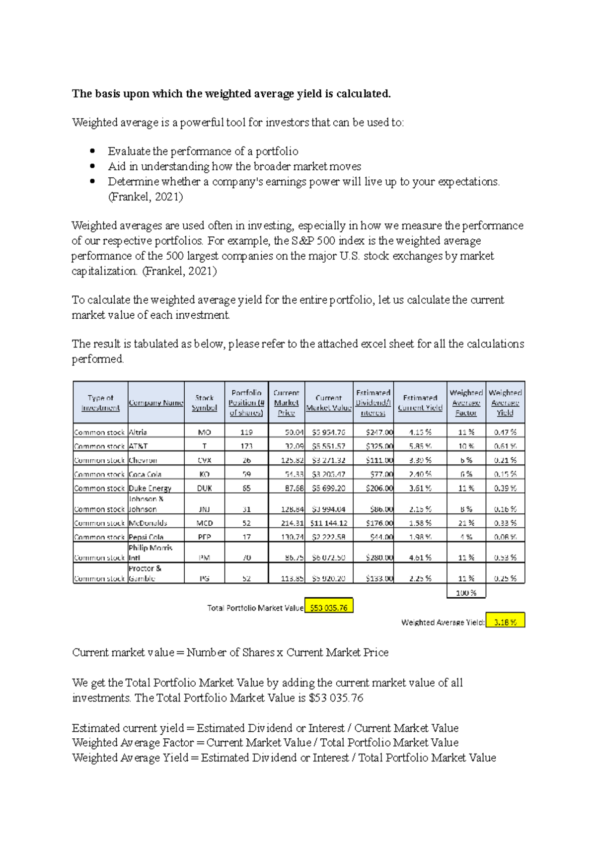 Written Assignment Unit 4 - The basis upon which the weighted average ...
