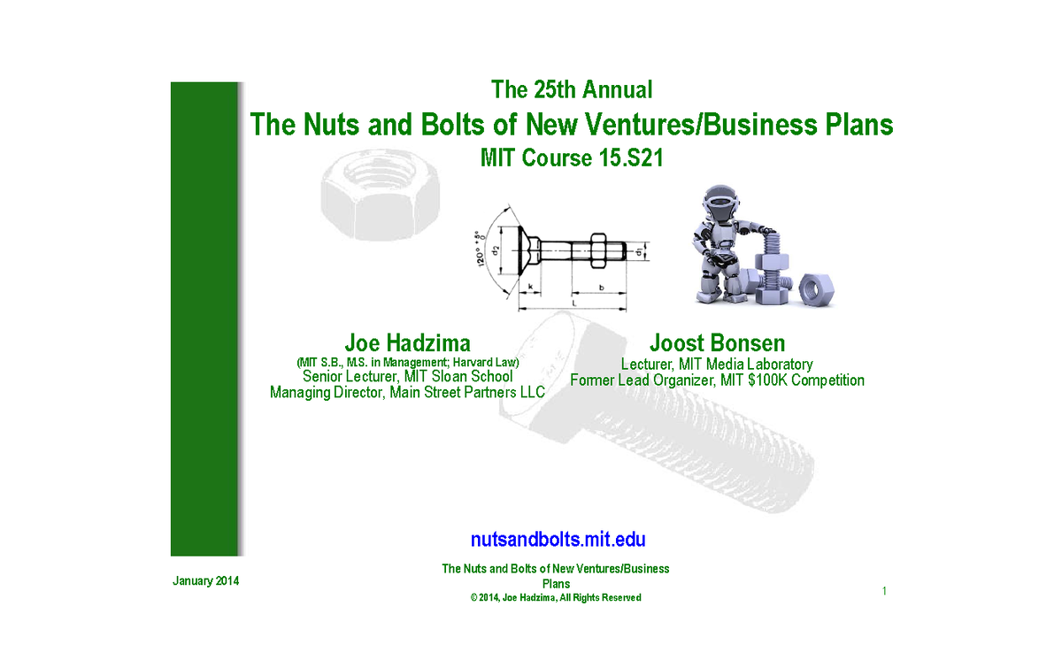 1 - business course notes - ####### The 25th Annual The Nuts and Bolts ...
