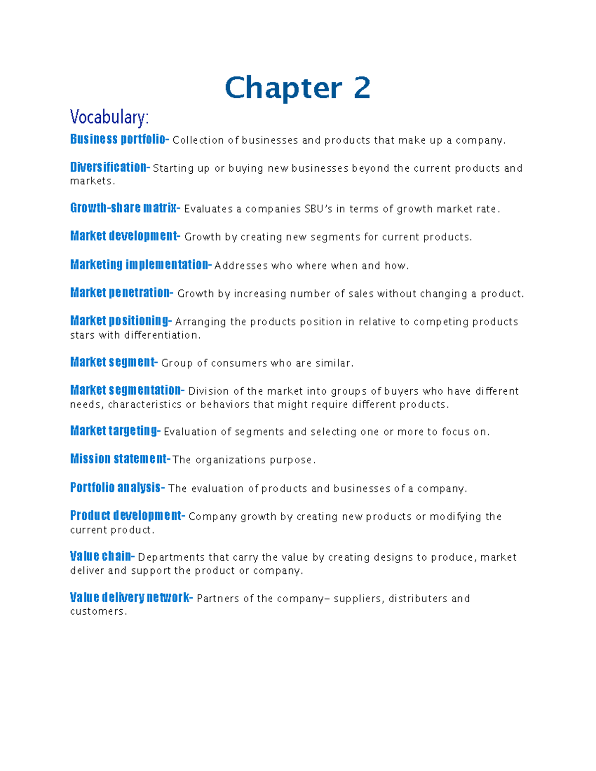 Chapter 2 Notes - Vocabulary and Other important information. - Chapter ...