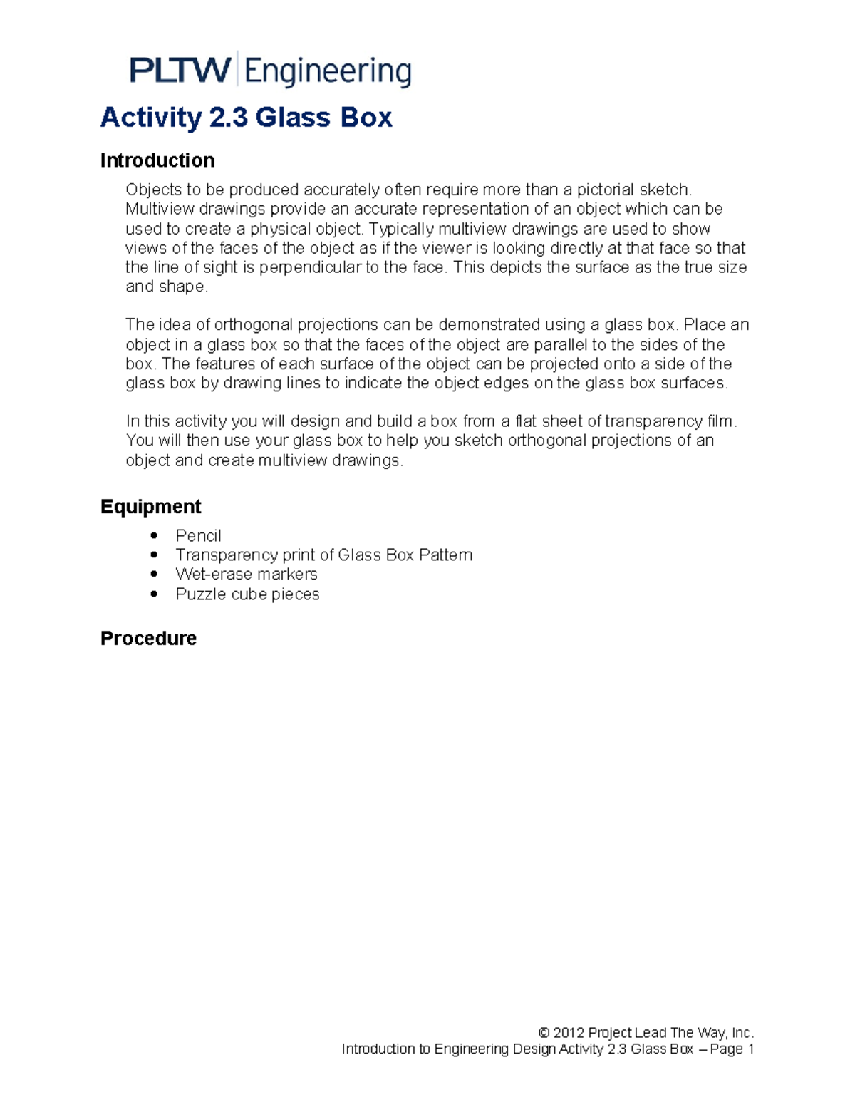 3Fertic P 2.3.A Glass Box - Activity 2 Glass Box Introduction Objects ...