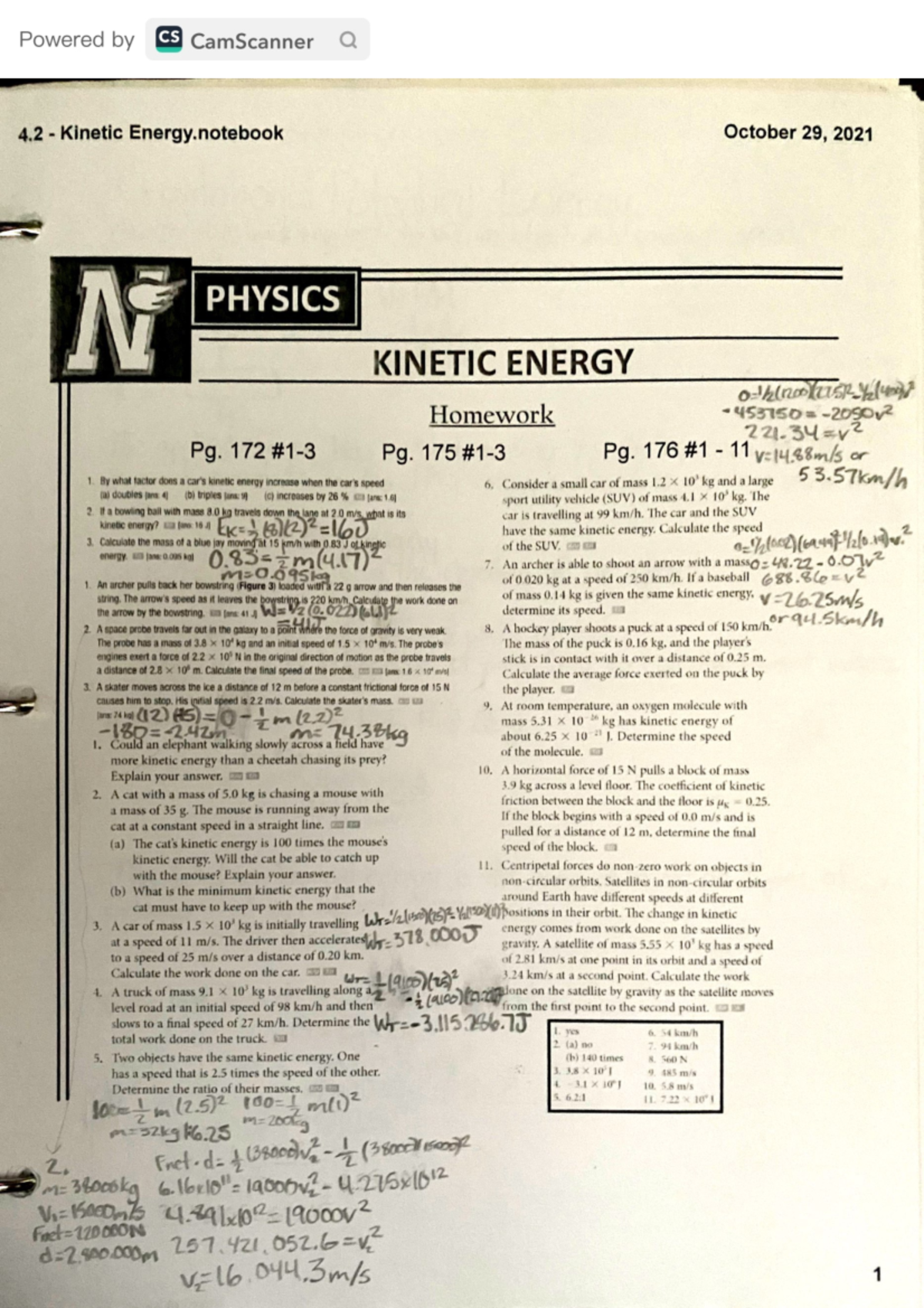 Kinetic energy practice questions with answers - physics1400 - Studocu