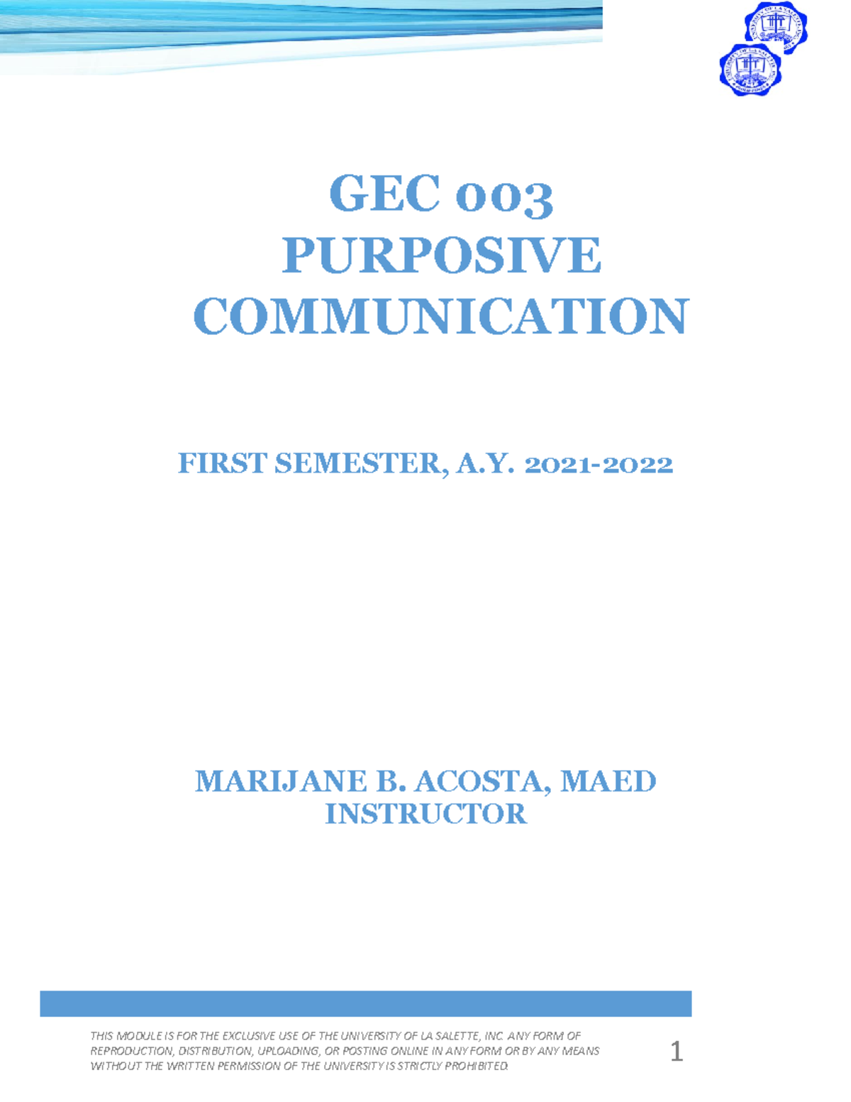 Module 3 GEC 003 Revised - FIRST SEMESTER, A. 2021- MARIJANE B. ACOSTA ...