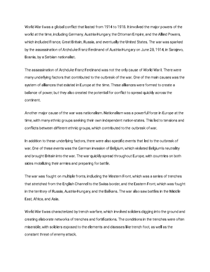 05.01 World War Again - Step 2: Respond to each of the prompts below in ...