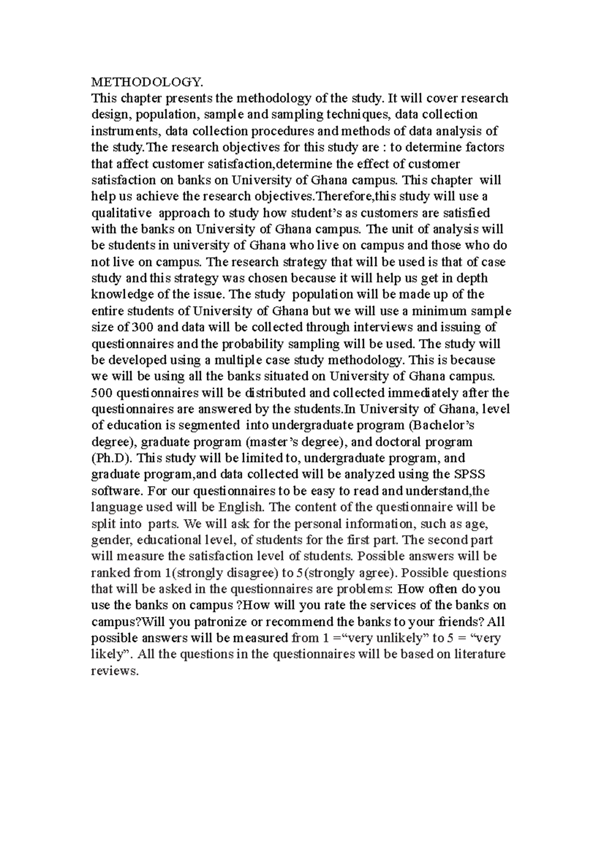 Methodology - Assignment given to test the abilities of students and to ...