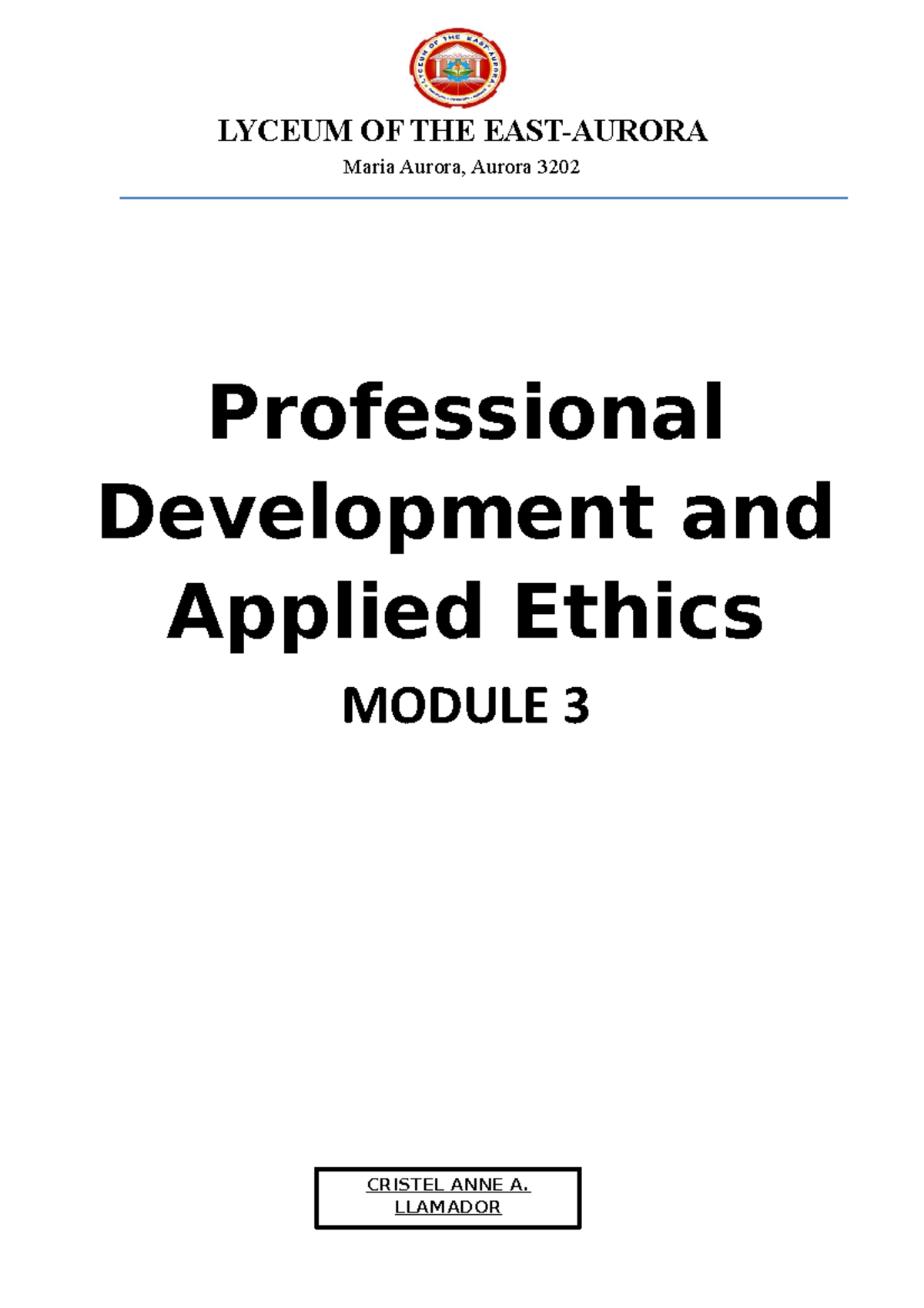 Lesson 3 Professional Development - LYCEUM OF THE EAST-AURORA Maria ...