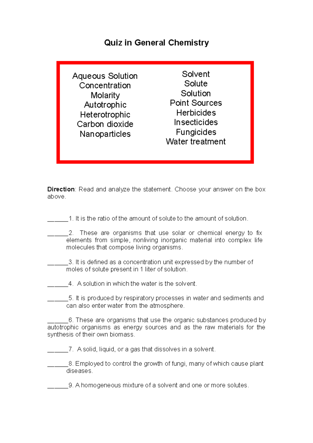 Practice Test in General Chemistry 3 - Quiz in General Chemistry ...