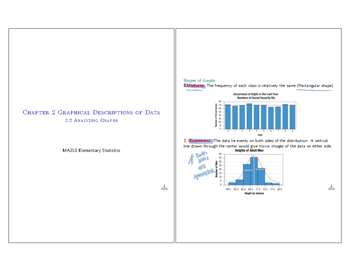 MATH 210 - 2.3 - Week 2 - Chapter 2 Graphical Descriptions of Data 2 Analyzing Graphs MA210 ...