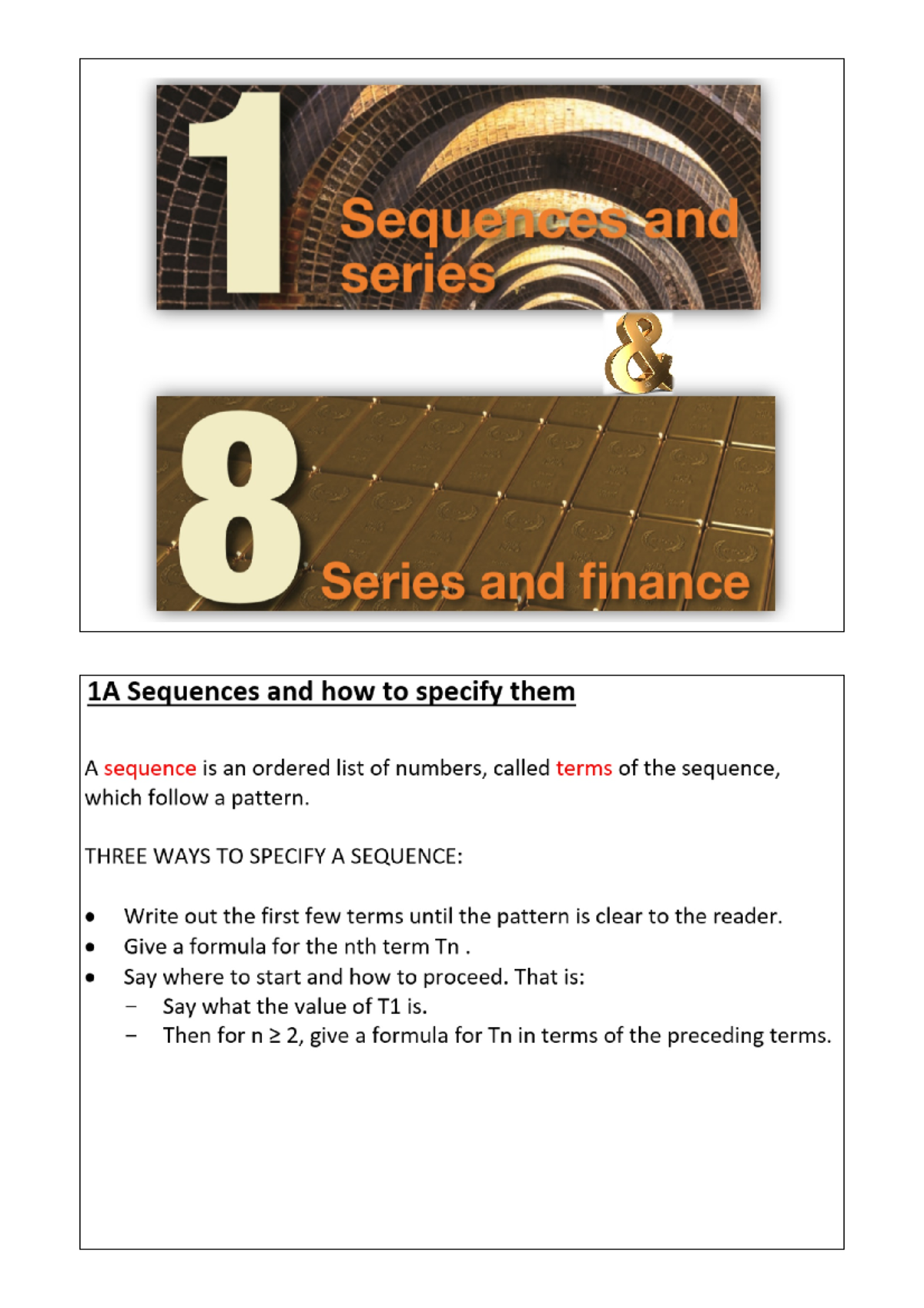 01-1A Sequences and how to specify them - THREE WAYS TO SPECIFY A ...
