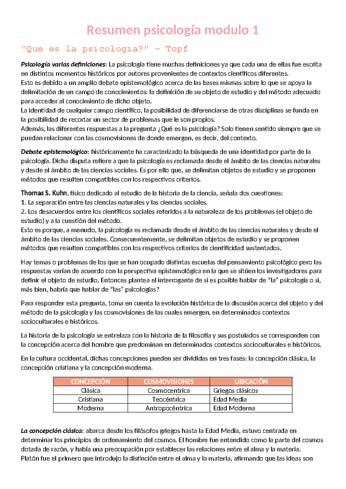 Resumen psicología modulo 1 - Resumen psicología modulo 1 “Que es la psicología?” – Topf ...