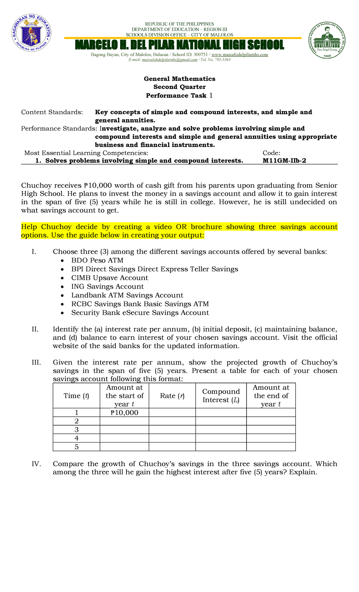 Genmath-pt-q2 compress - REPUBLIC OF THE PHILIPPINES DEPARTMENT OF ...