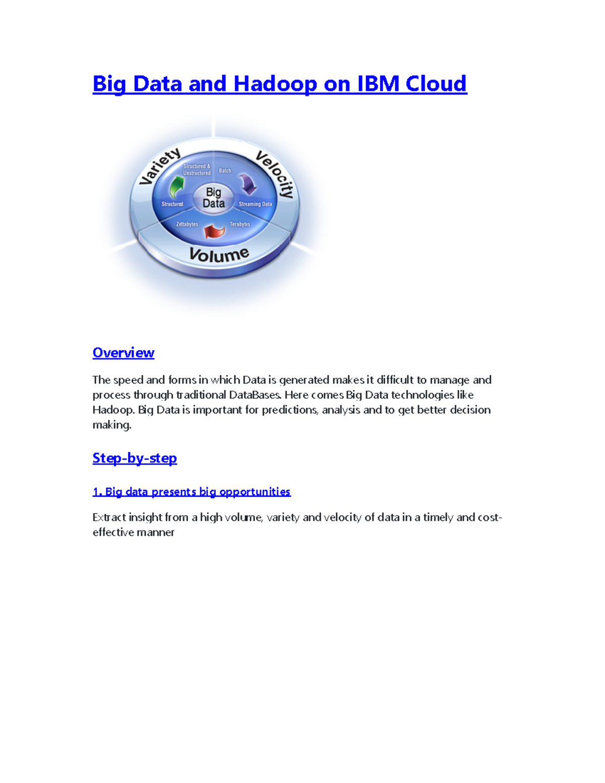 Big Data Analysis With Ibm Cloud Databases Phase 4 Big Data And Hadoop On Ibm Cloud Overview