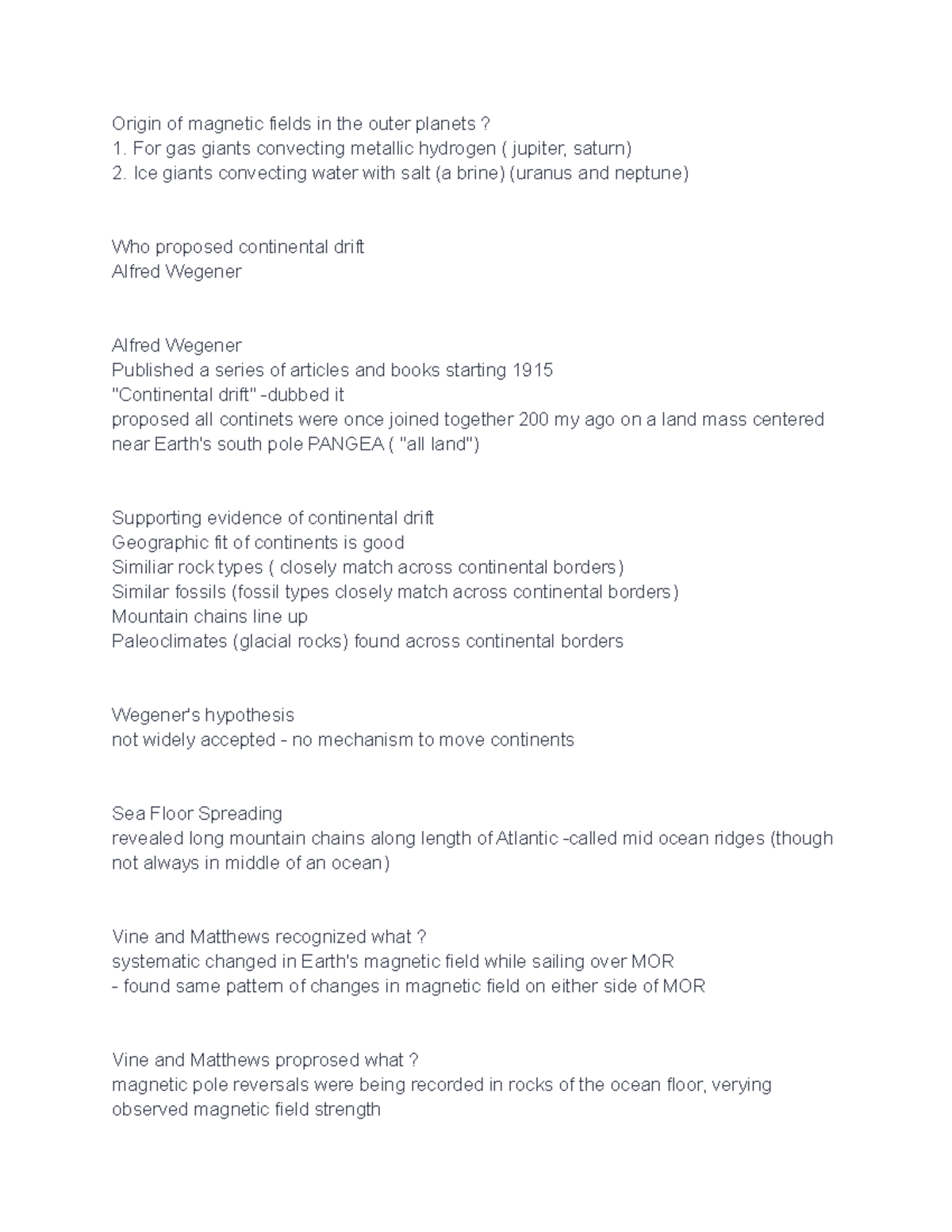 Geology 1 - You can use these notes to study for the lecture exam ...