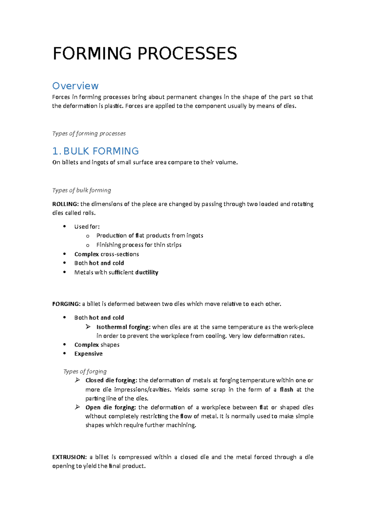 Manufacturing Technology I: Forming Processes - FORMING PROCESSES ...